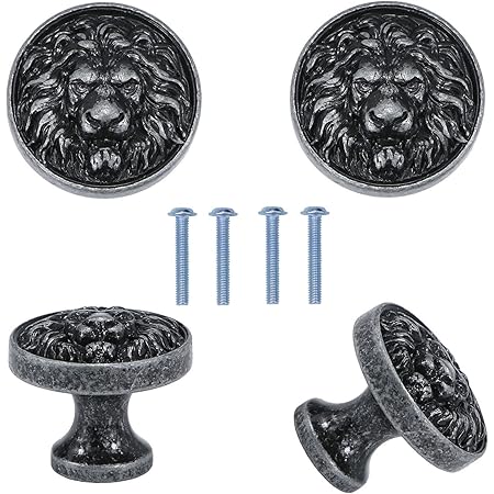 Cabinet Knobs Antique Lion Head Drawer Pulls Gold Animal Knobs Dresser Drawer Knobs and Pulls ...