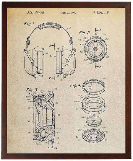 Amazon.com: Turnip Designs Headphone Patent Artwork Audio Headset ...