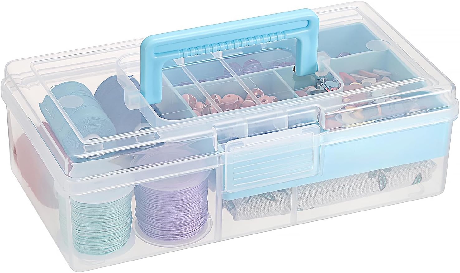 Amazon.com: BTSKY Clear Plastic Storage Box with Removable Tray ...