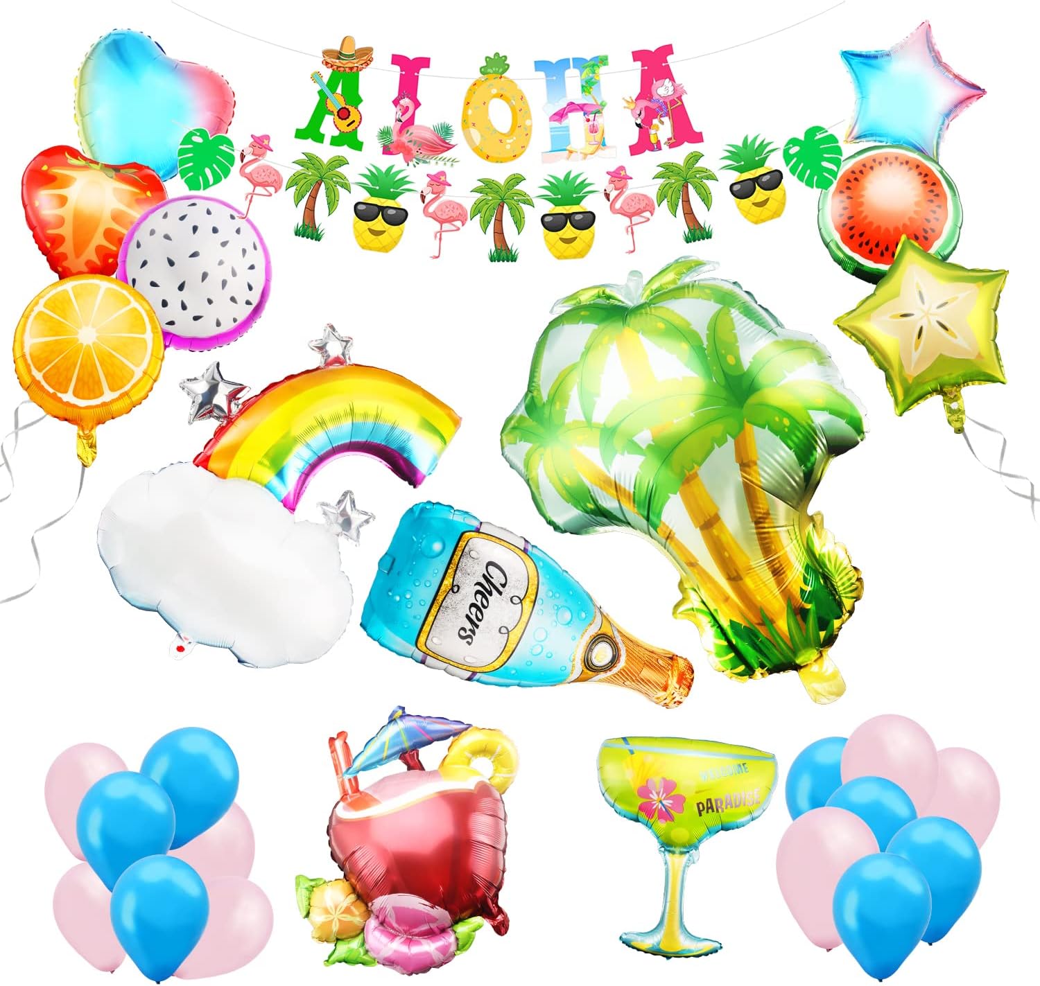 Amazon.com: Hawaiian Balloons Set-Pack of 28,Coconut/Coconut Tree ...