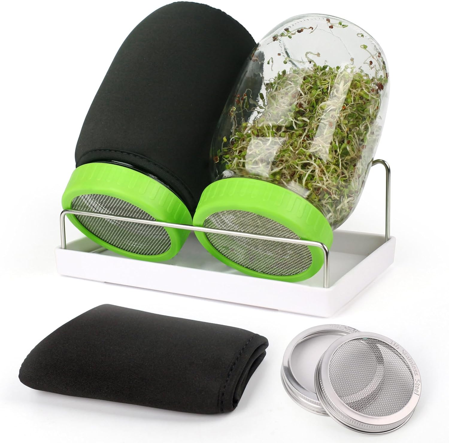 Amazon.com: Sprouting Jar Kit| Wide Mouth Mason Jars,Plastic & 316 ...