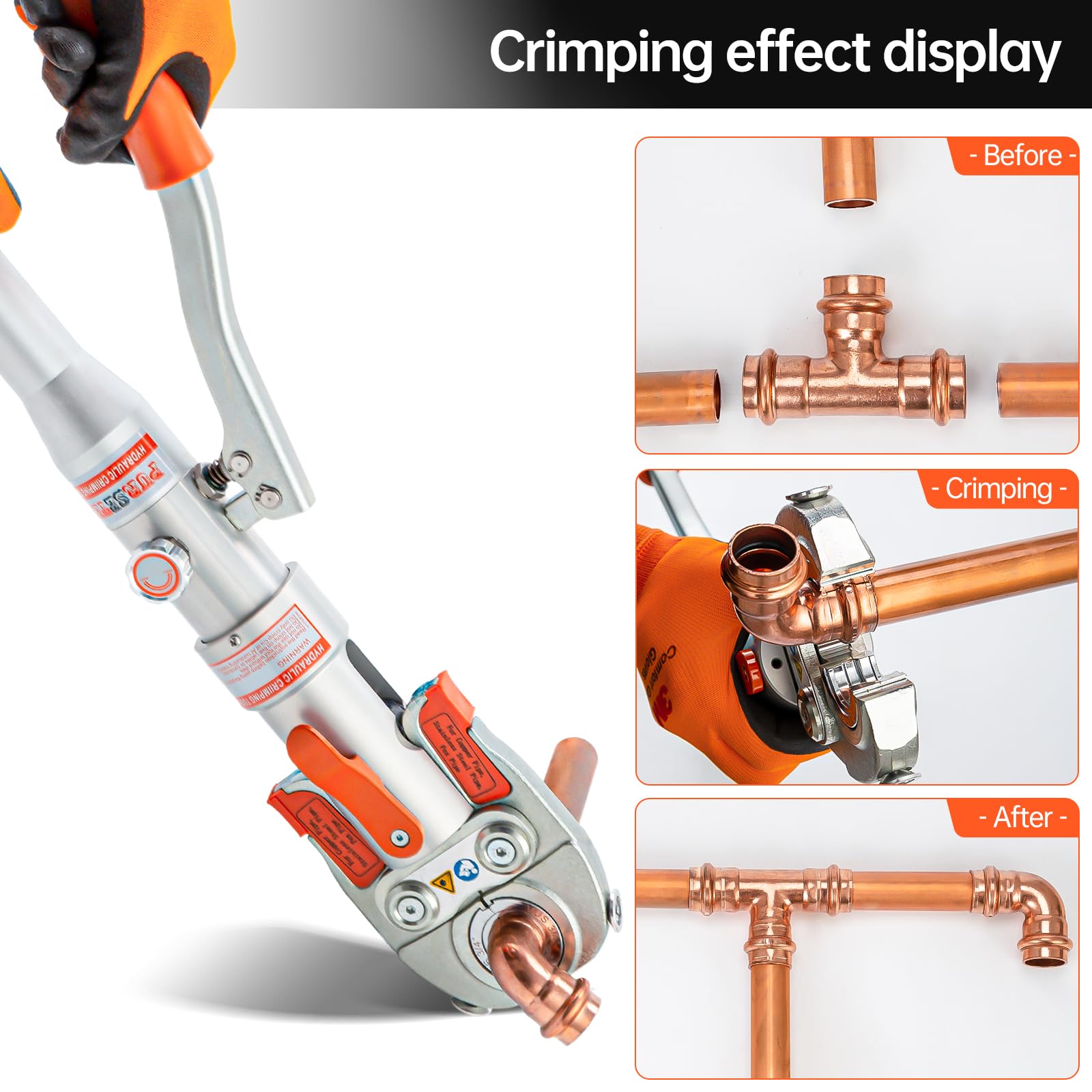 Copper Tube Fittings Hydraulic Copper Pipe Crimping Tool with 1/2 inch ...