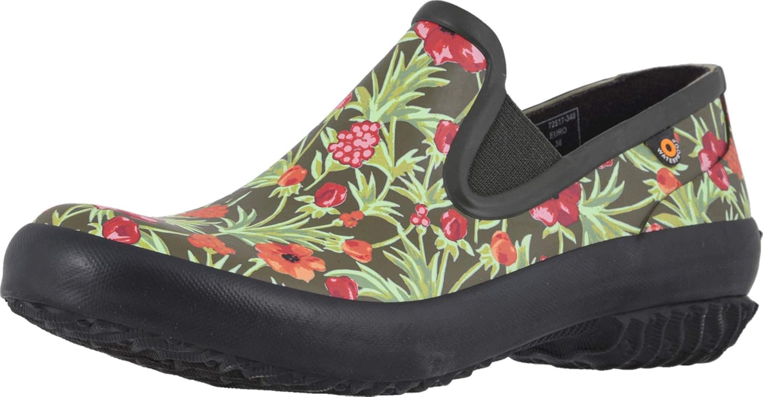 Amazon | Bogs Patch Slip-On Vine Floral Dark Green Multi 7 | クロッグ・サボ