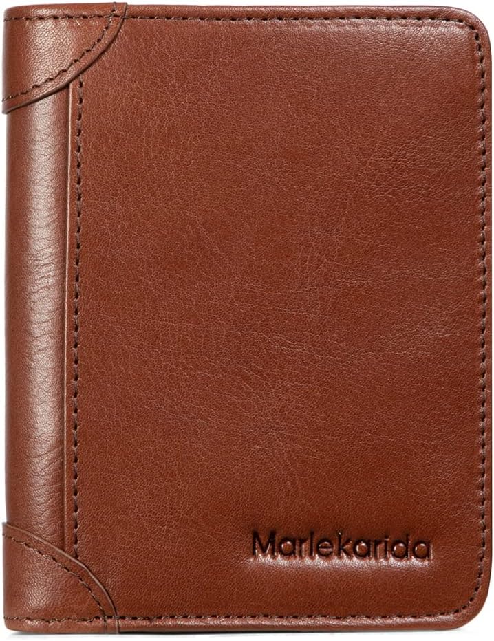 Amazon.com: Marlekarida Men's RFID Shielded Three Fold Leather Wallet ...