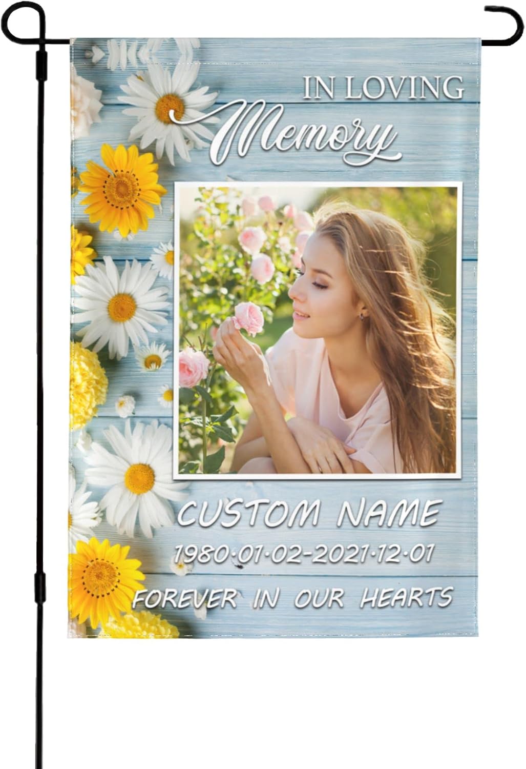 Amazon.com : Custom Memorial Flag For Graves, In Loving Memory Flag With Photo Name Date ...