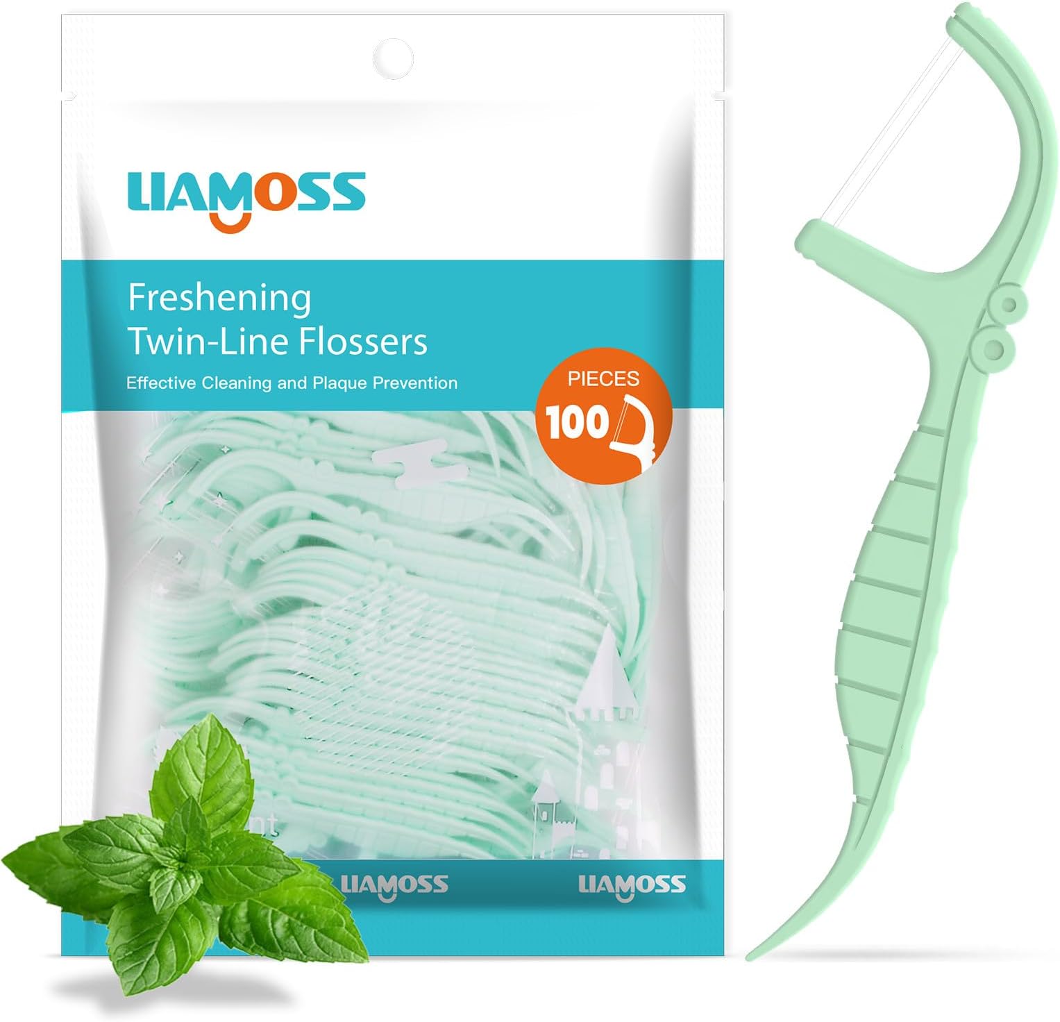 Amazon.com : Twin-Line Dental Flossers,100 Count Mint Flavor Dental ...