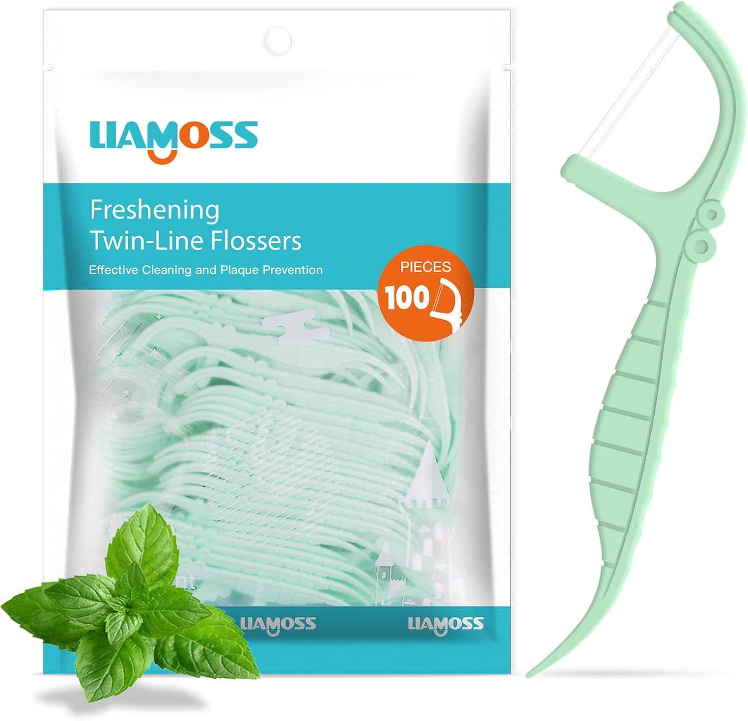 Amazon.com : Twin-Line Dental Flossers,100 Count Mint Flavor Dental ...
