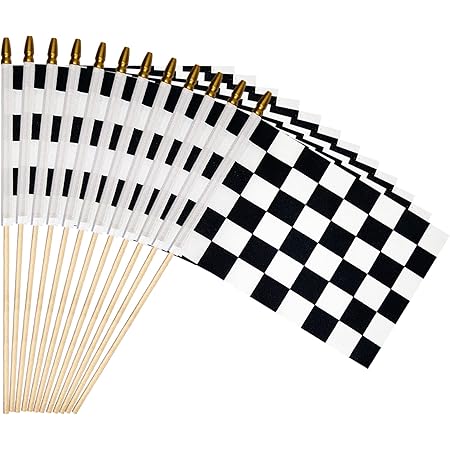 Amazon.com : LyButty Black and White Checkered Racing Stick Flag Small ...