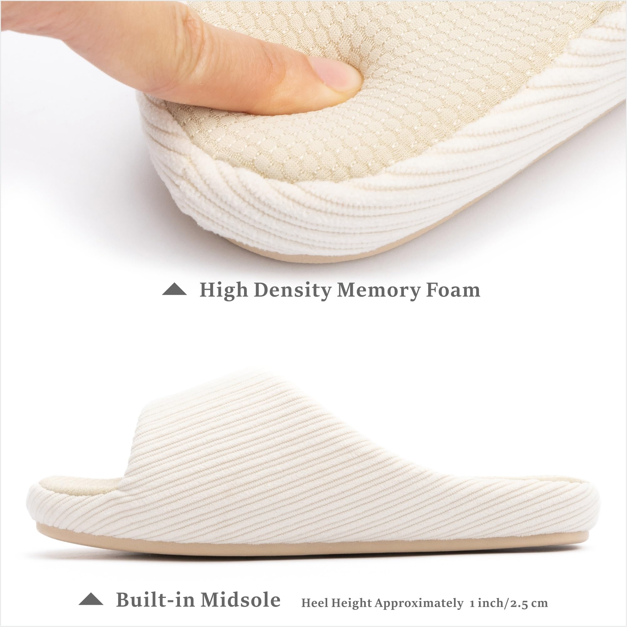 Womens Slipper Memory Foam Slippers Comfy House Slippers Rubber Sole ...