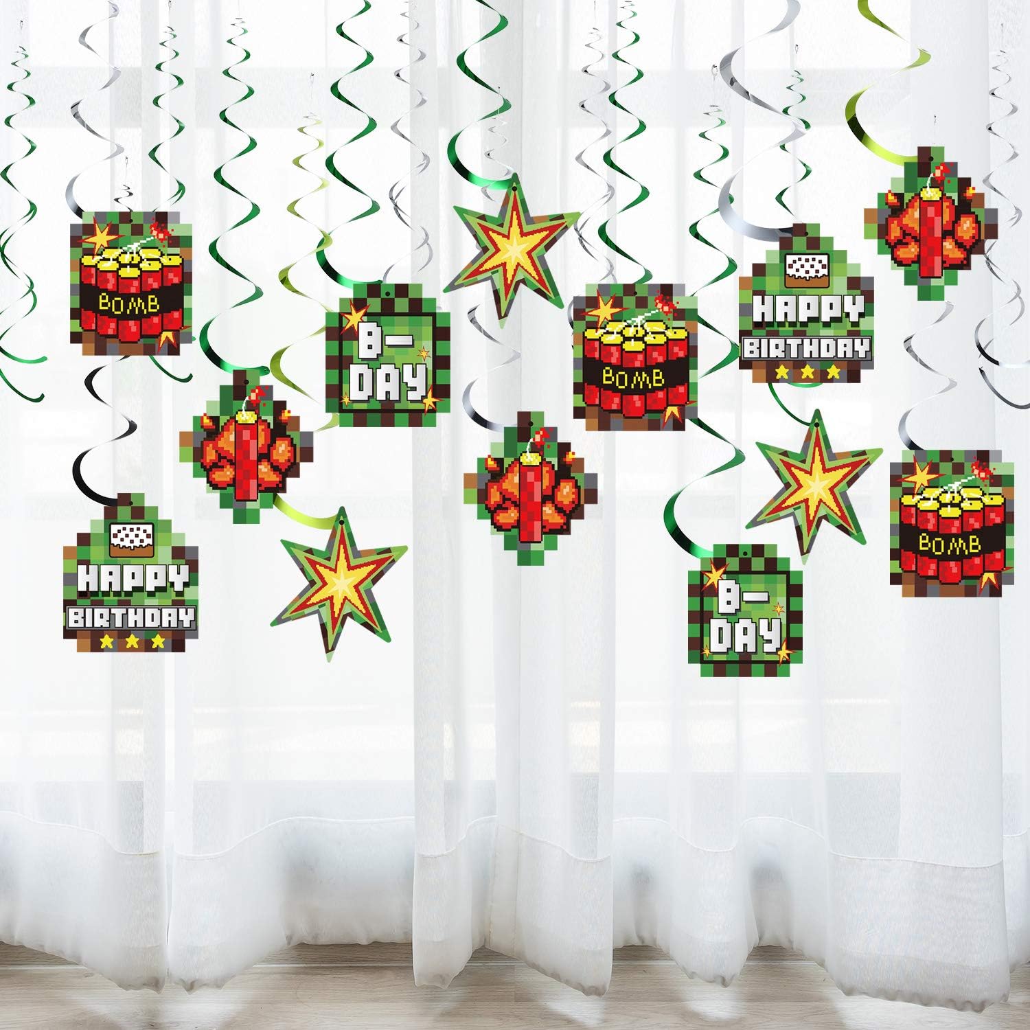 Amazon.com: 39 Pixel Birthday Party Decoration Pixelating Party Swirls ...