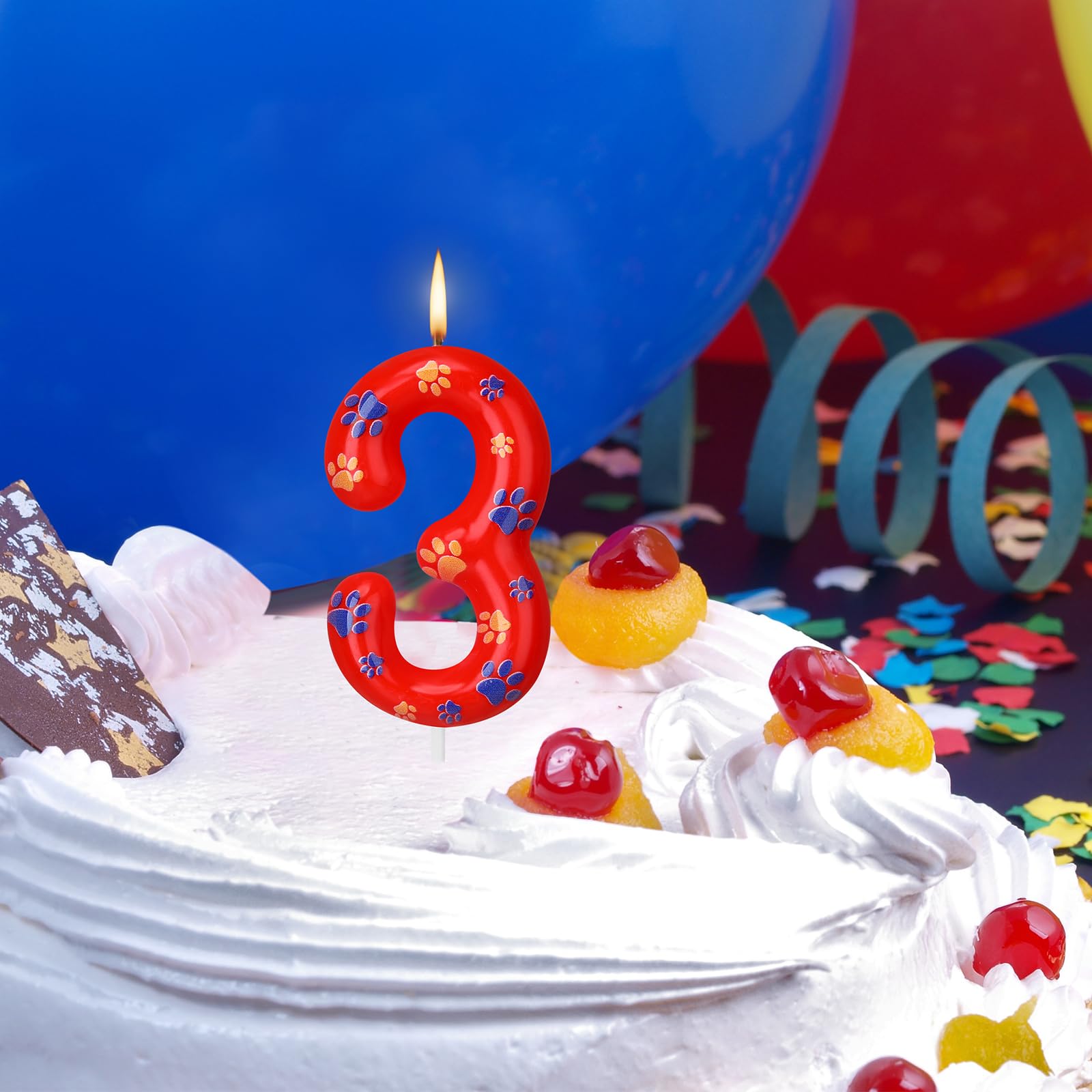 Snapklik.com : Number 3 Dog Paw Birthday Candles Dog Toppers Candles ...