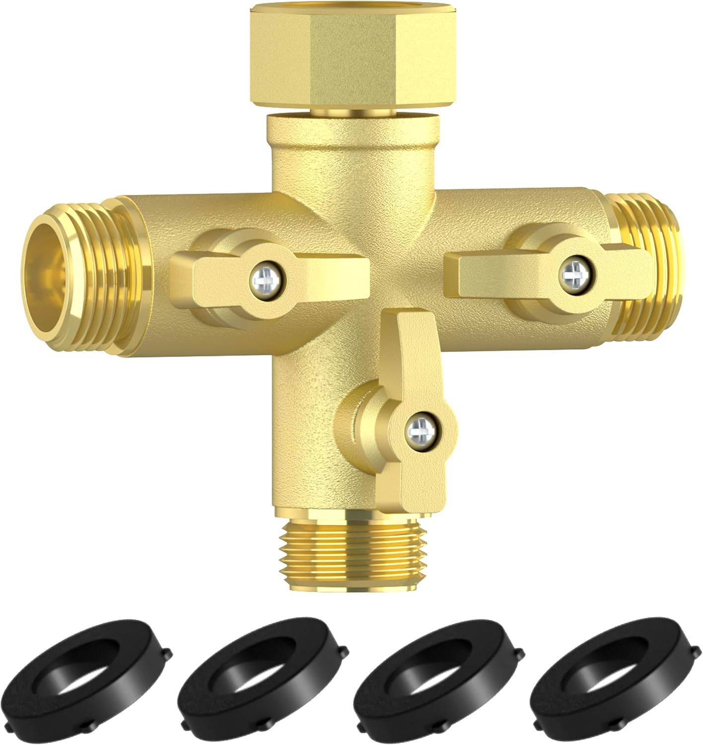 Amazon.com: YANWOO Heavy Duty Metal 3 Way + Type Garden Hose Splitter ...
