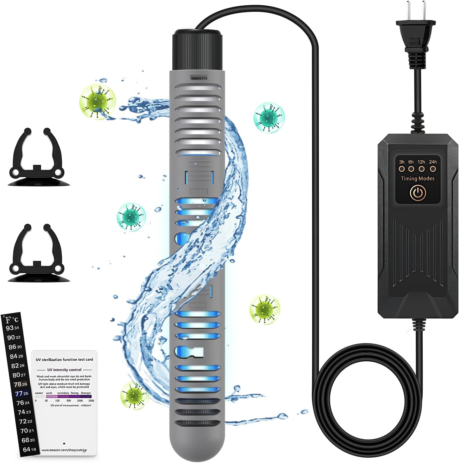 Amazon.com: JAHEA Aquarium Clean Light，11W Submersible Light with Timer ...