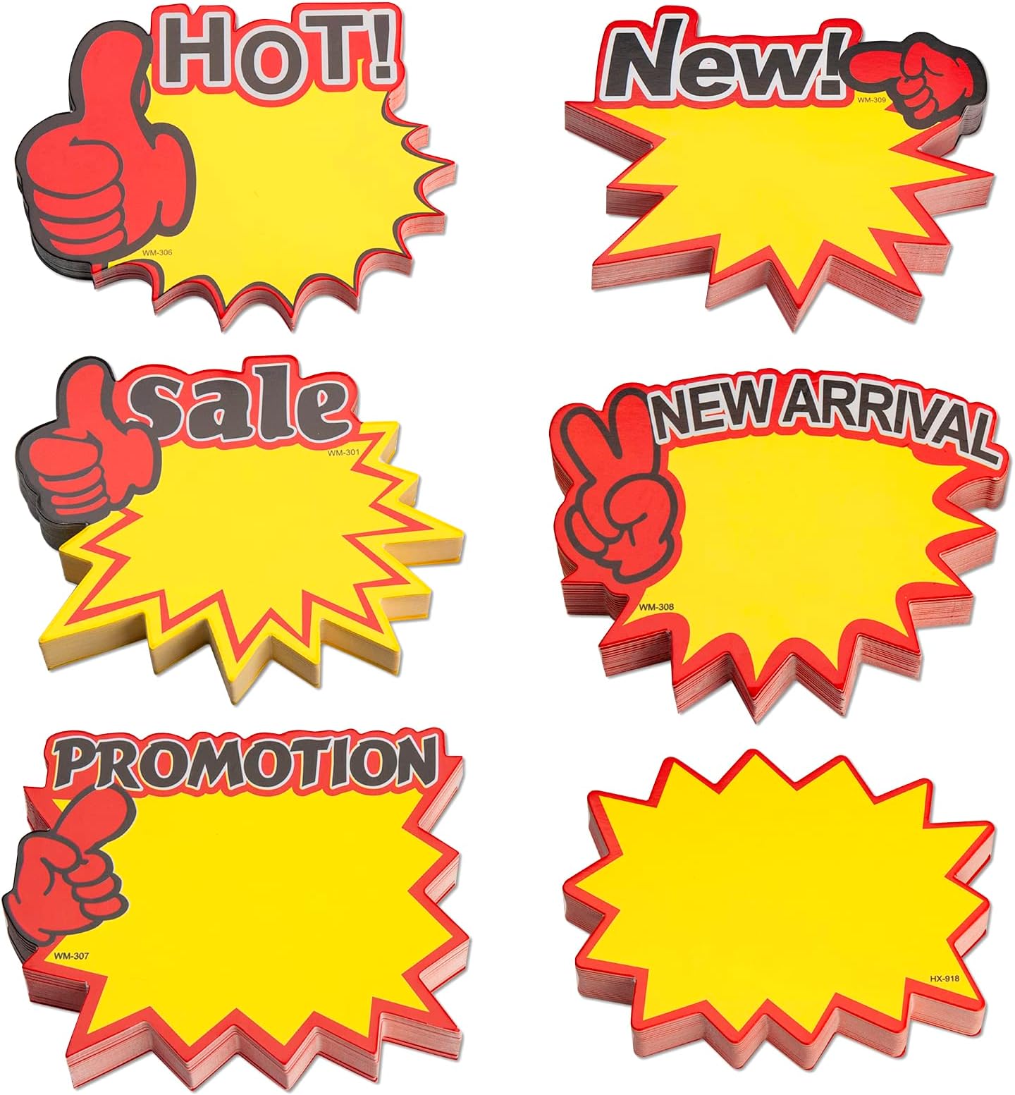 RSXING 300 Pcs Burst Signs Starburst Fluorescent Signs Neon Card ...