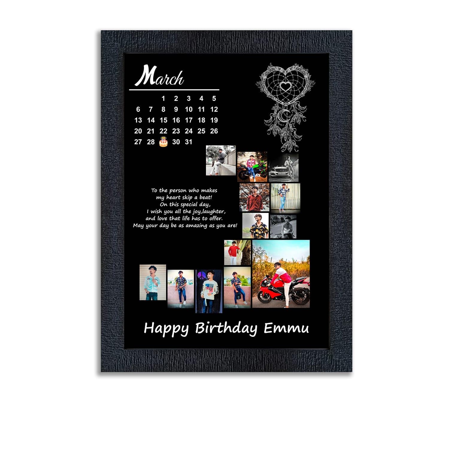 A4 Size Wooden Customized Happy Birthday Collage Photo Frame With Names ...