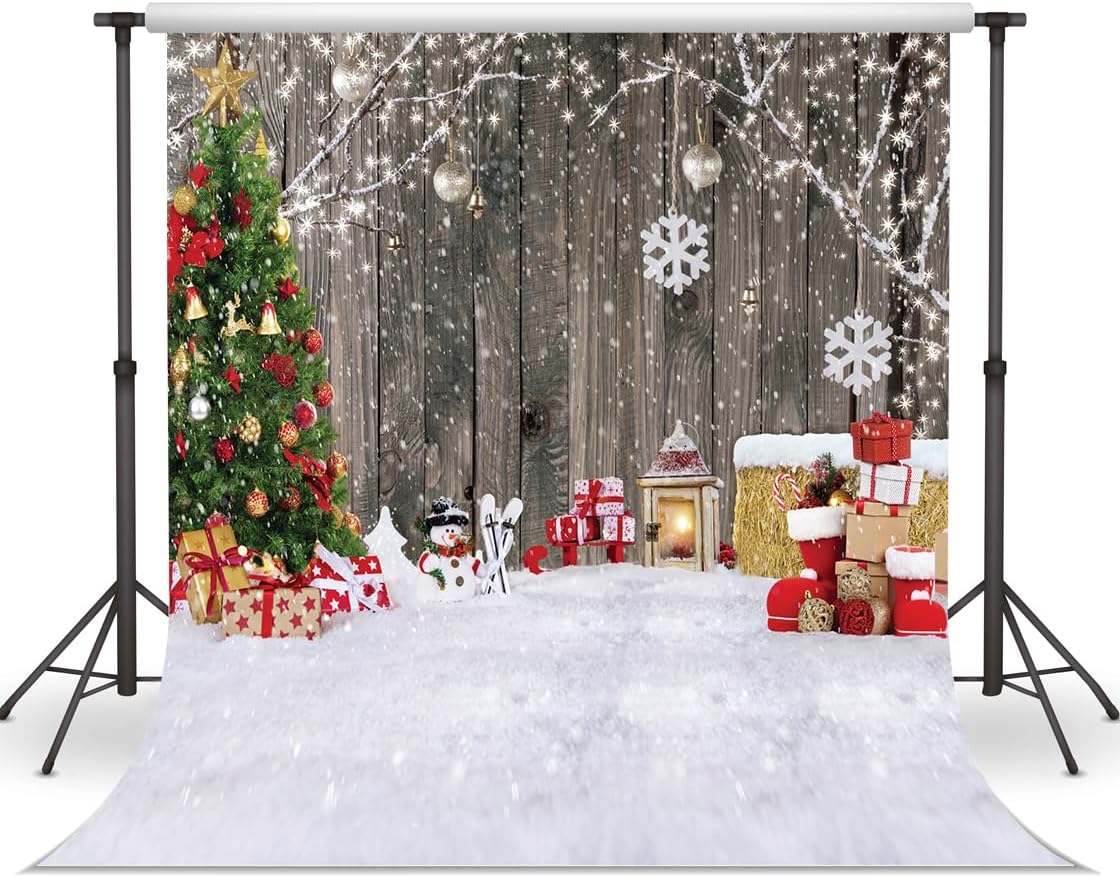LYWYGG 12x10FT Christmas Photography Backdrop Winter Gift Wood ...