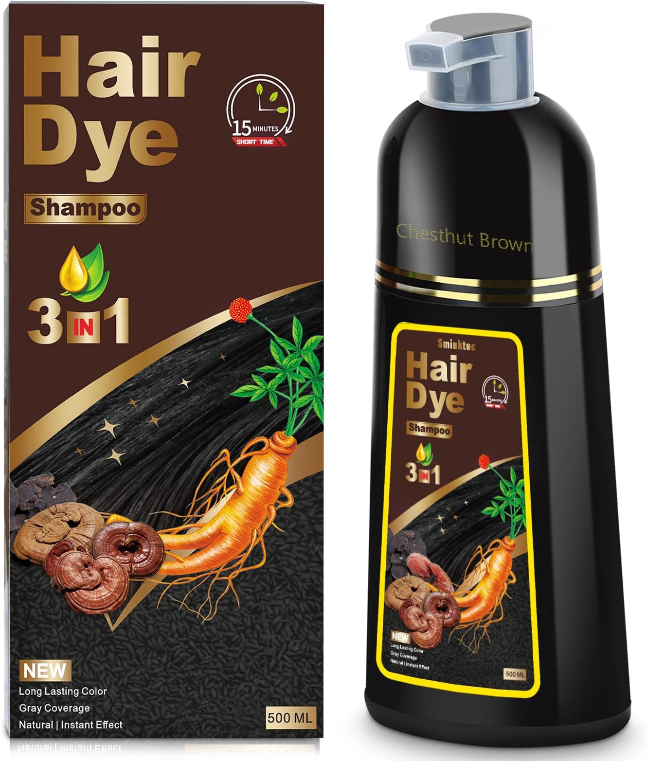 Amazon.com : Hair Dye Shampoo 3 in 1, Herbal Hair Dye for Women Men ...