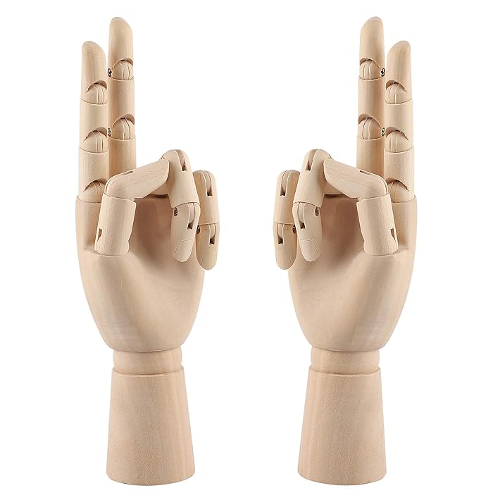 Buy 10 Inch Wooden Hand Model Flexible Moveable Fingers Manikin Hand ...