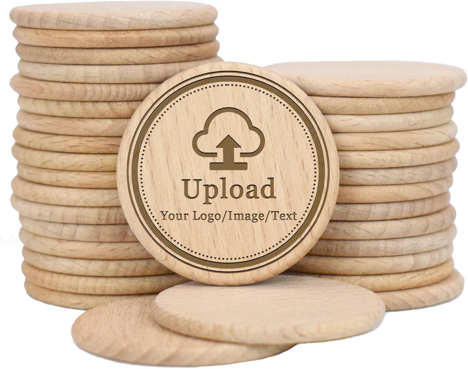 Amazon.com : QEADEAYEA 30-1000 Custom Wooden Drink Tokens, 40mm Drink ...