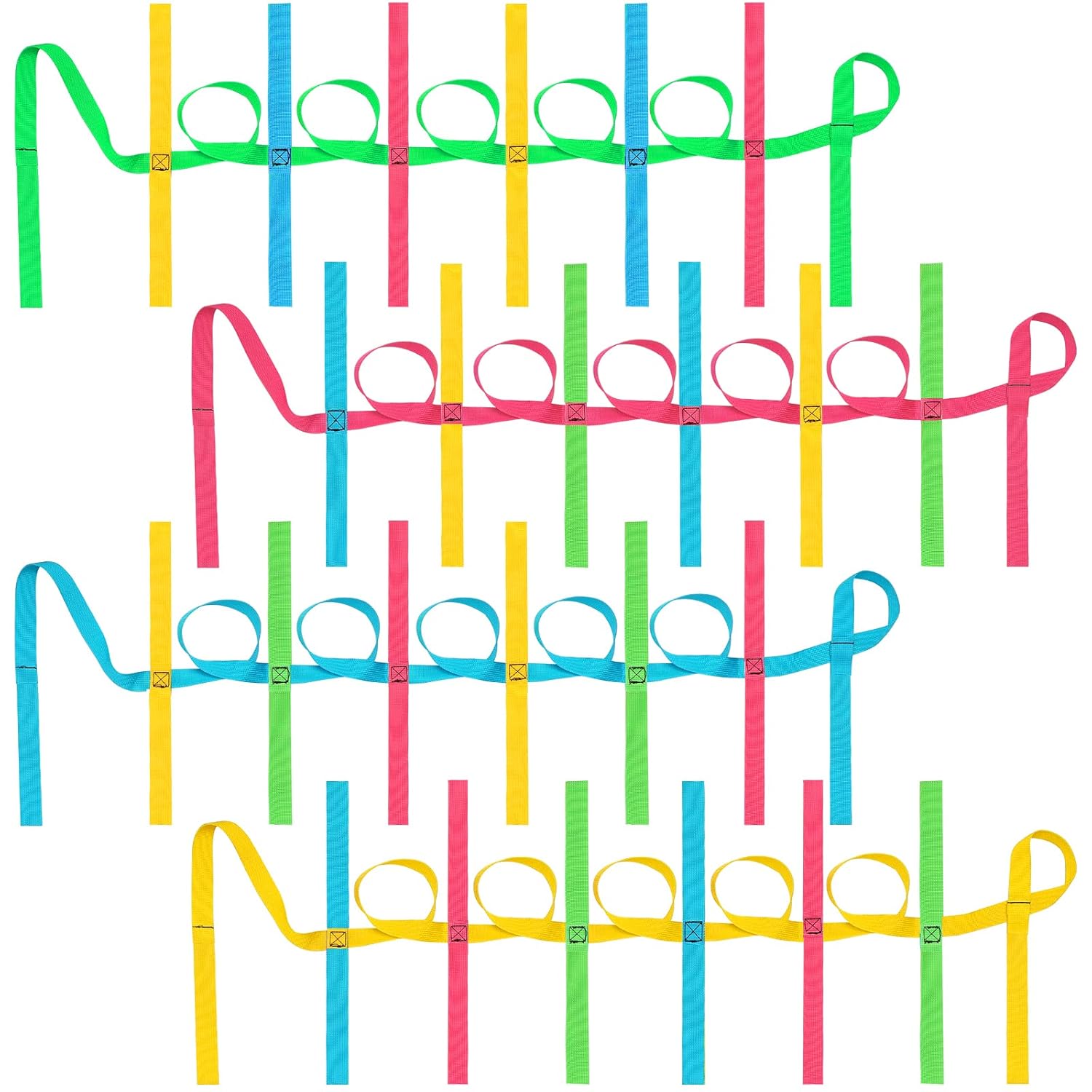 Jexine 4 Pack Children's Walking Ropes with 12 Handles Colorful Walking ...