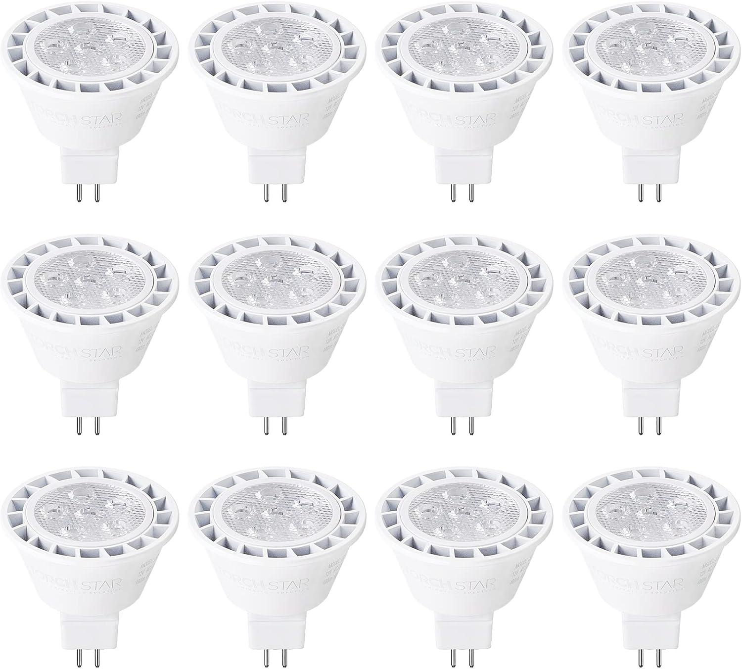 TORCHSTAR 12-Pack MR16 LED Bulb Dimmable, 7W 12V 490LM 50W Equivalent, 5000K Daylight, GU5.3 Bi ...