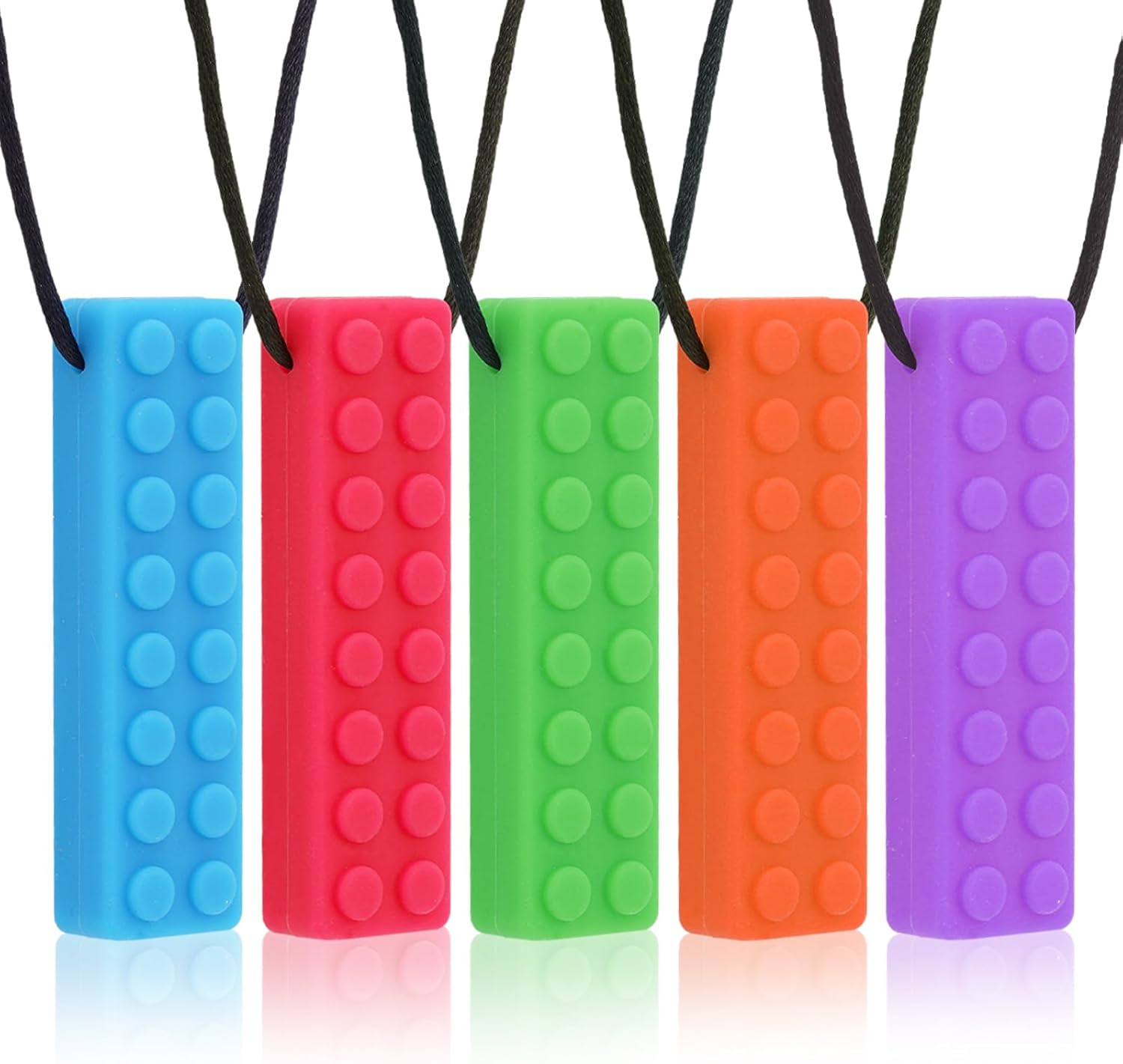 ORUZA Sensory Chew Necklace, 5 PCS Silicone Chew Necklace for Teething ...