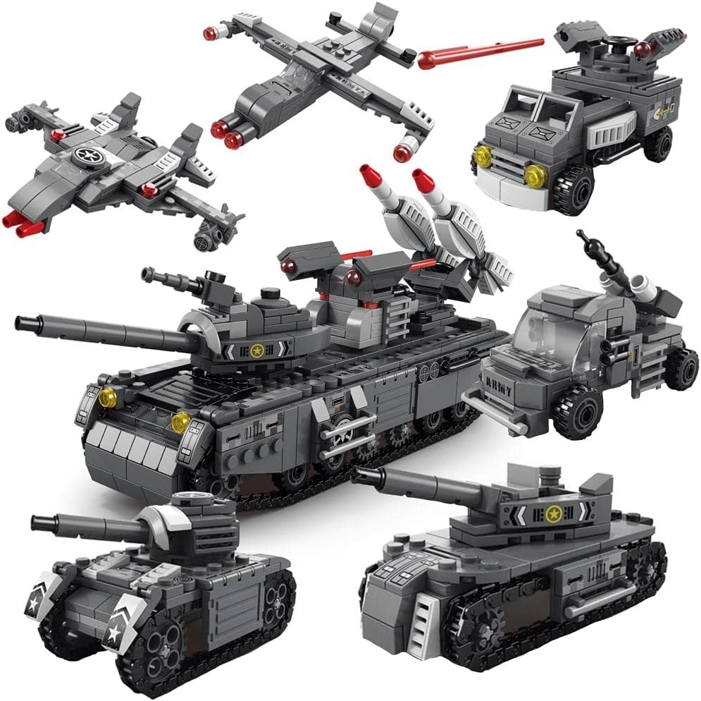 Amazon.com: ENHANA 6 in 1 City Military Armed Tank Building Blocks Set ...