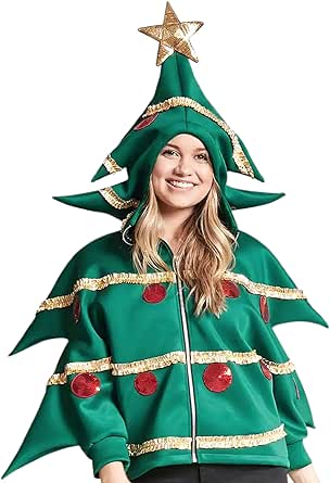 Amazon.com: Christmas Tree Cape for Womens Poncho Costume Cap Green Bow ...