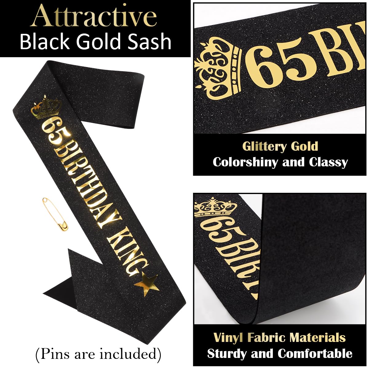 Snapklik.com : TOBATOBA 65th Birthday King Crown & Sash Set