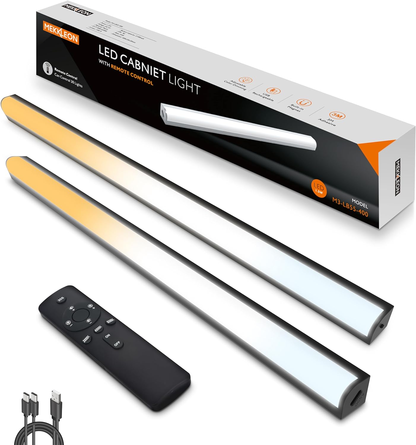 MEKKLEON mutfak LED uzaktan kumandalı tavan lambası, 2 adet manyetik ...