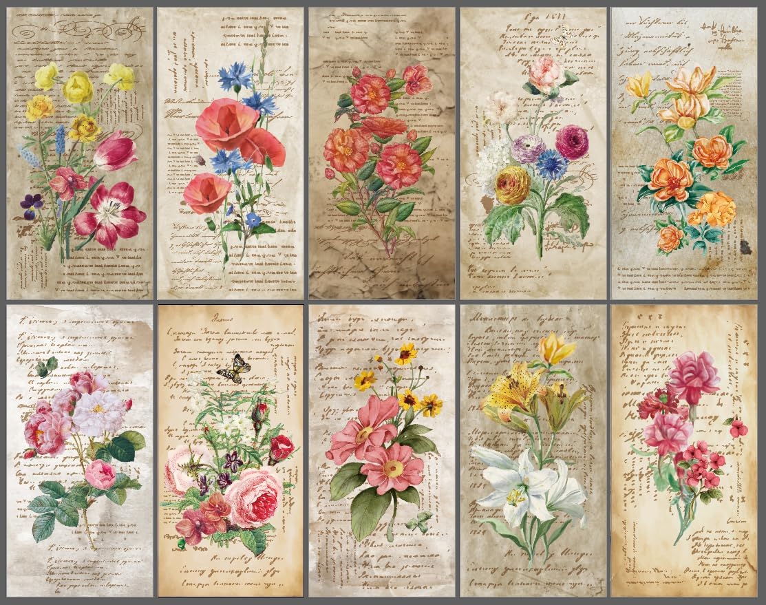 Amazon.com: Whaline 10 Sheets Botanical Floral Rub on Transfer for ...