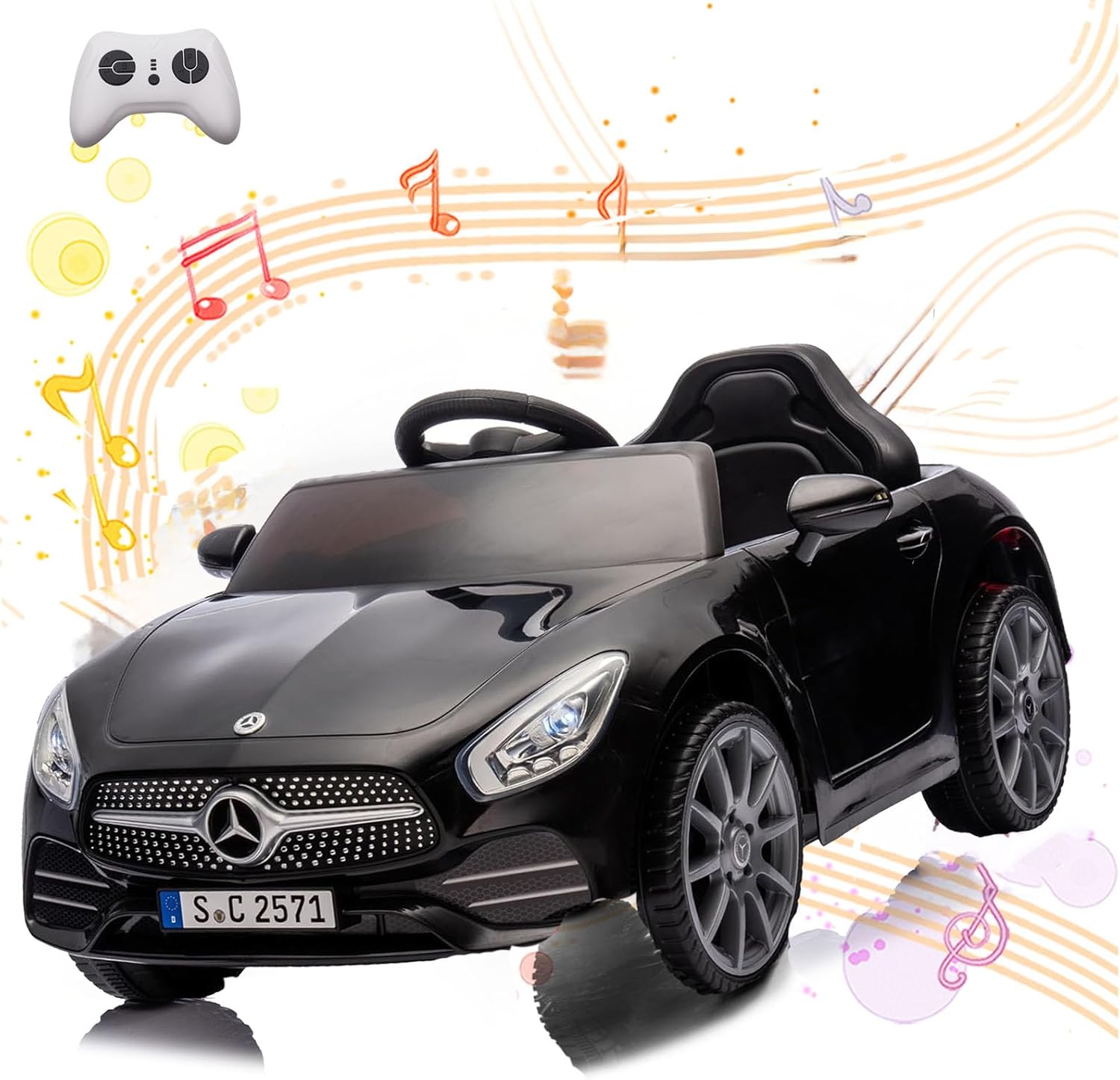 Amazon.com: ANDFZ 12V Ride on Car, Licensed Mercedes Benz AMG GTR ...