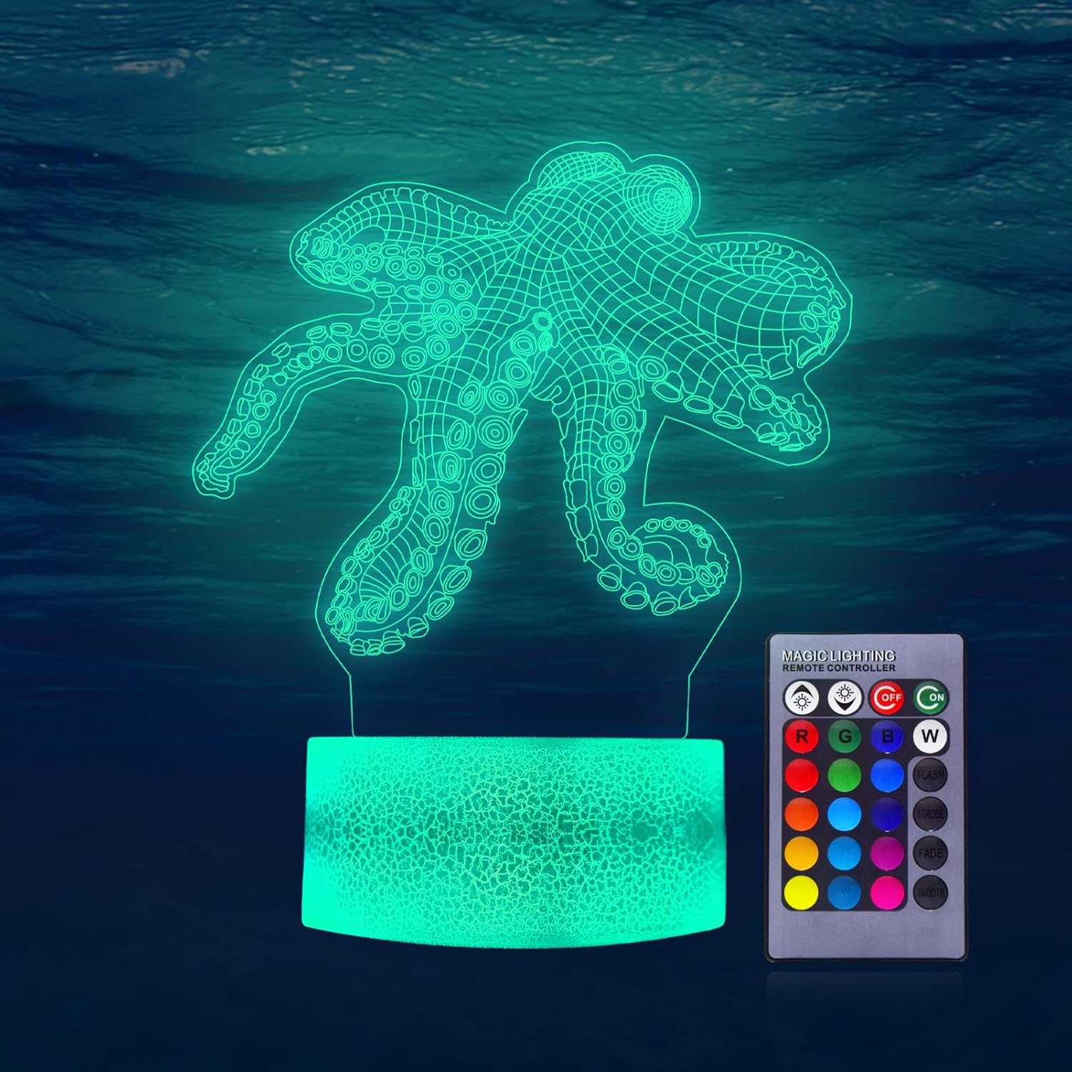 Octopus 3D Illusion Lamp,Octopus Night Light for Boys,3D Illusion Light ...