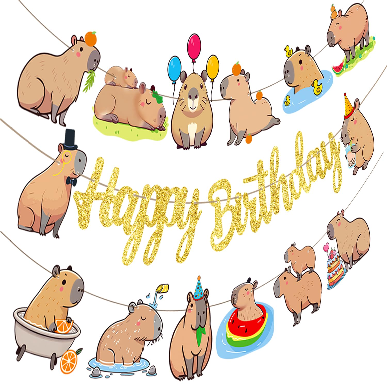 Amazon.com: Capybara Happy Birthday Banners Capybara Themed Birthday ...