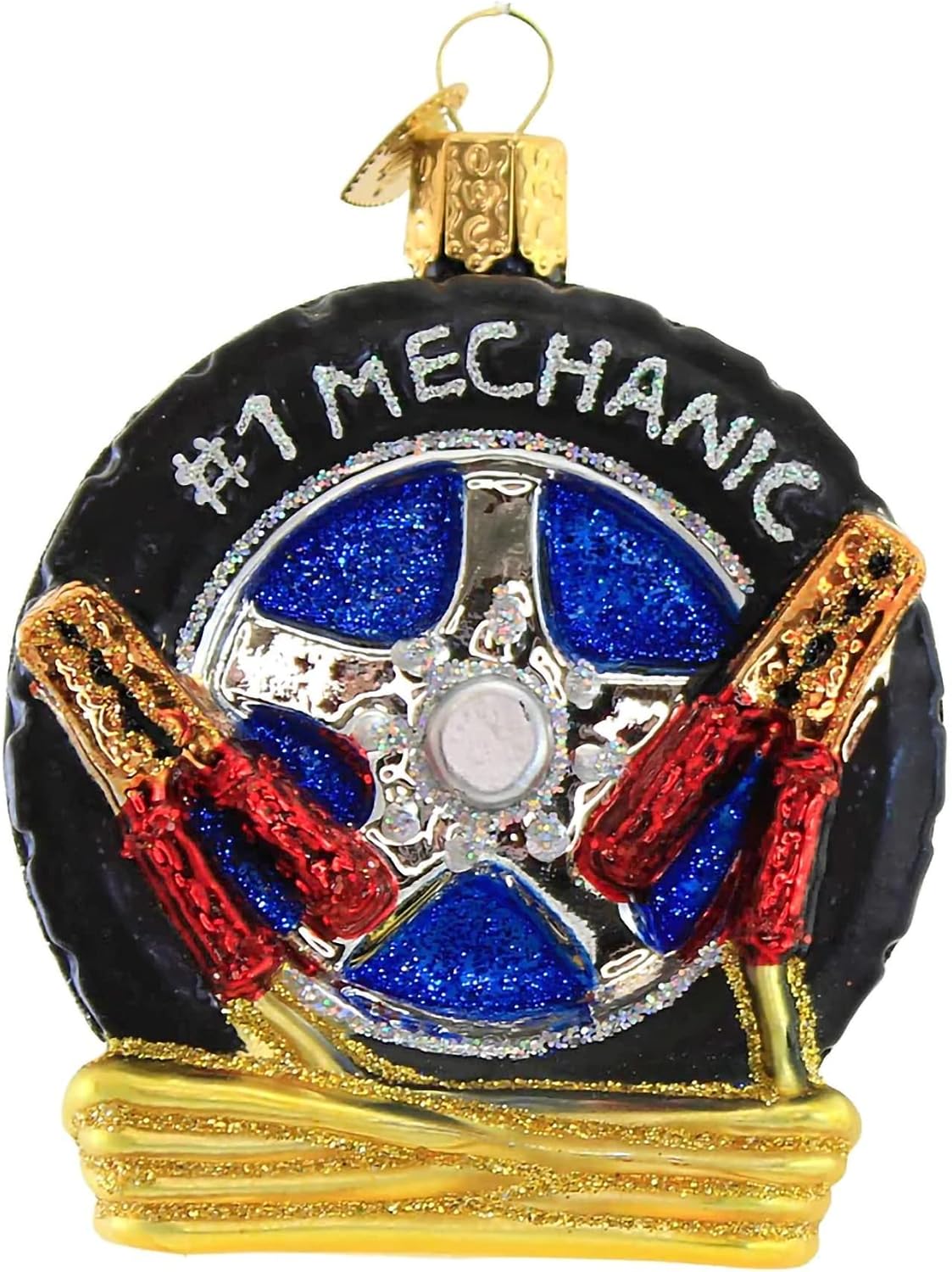 Amazon.com: Old World Christmas Auto Mechanic Glass Blown Ornament for ...