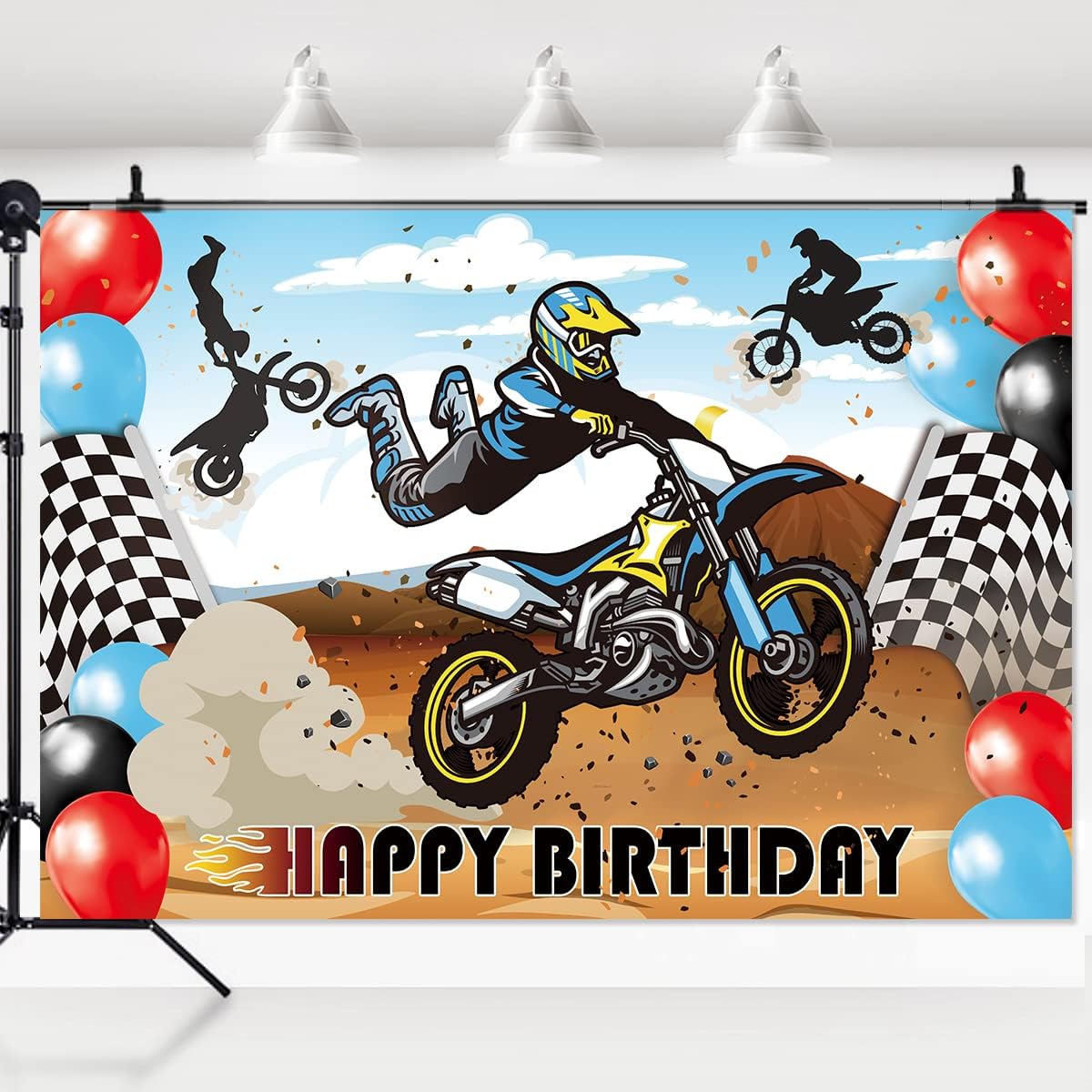 Dirt Bike Party Backdrop Banner, Dirt Bike Birthday Party Supplies ...