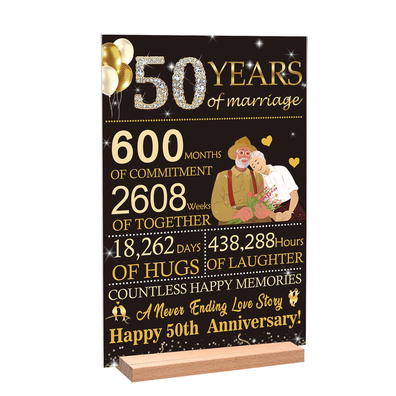 Buy Vlipoeasn 50th Wedding Anniversary for Couple 50th Acrylic Table ...