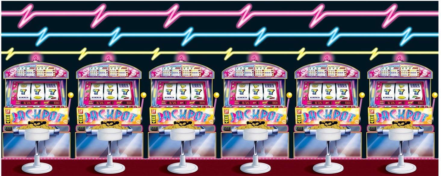 Amazon.com: Slot Machine & Neon Lights Backdrop Party Accessory (1 ...