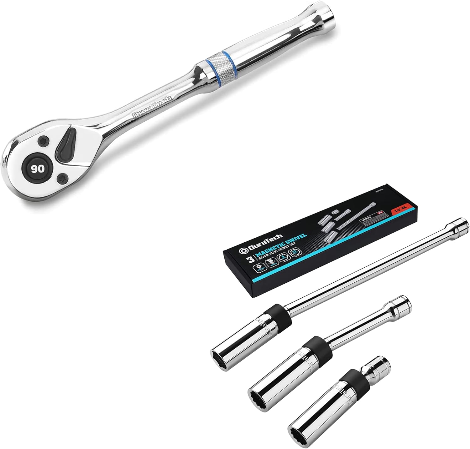 Amazon.com: DURATECH 3PC Magnetic Swivel Spark Plug Socket Set, 3/8 ...