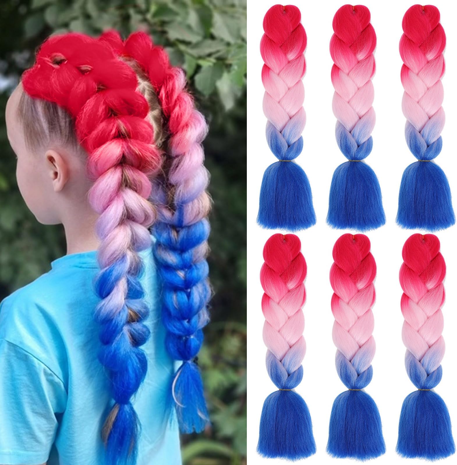 Amazon.com : Mclisle Jumbo Colored Braiding Hair 24 Inch 6Packs Ombre ...
