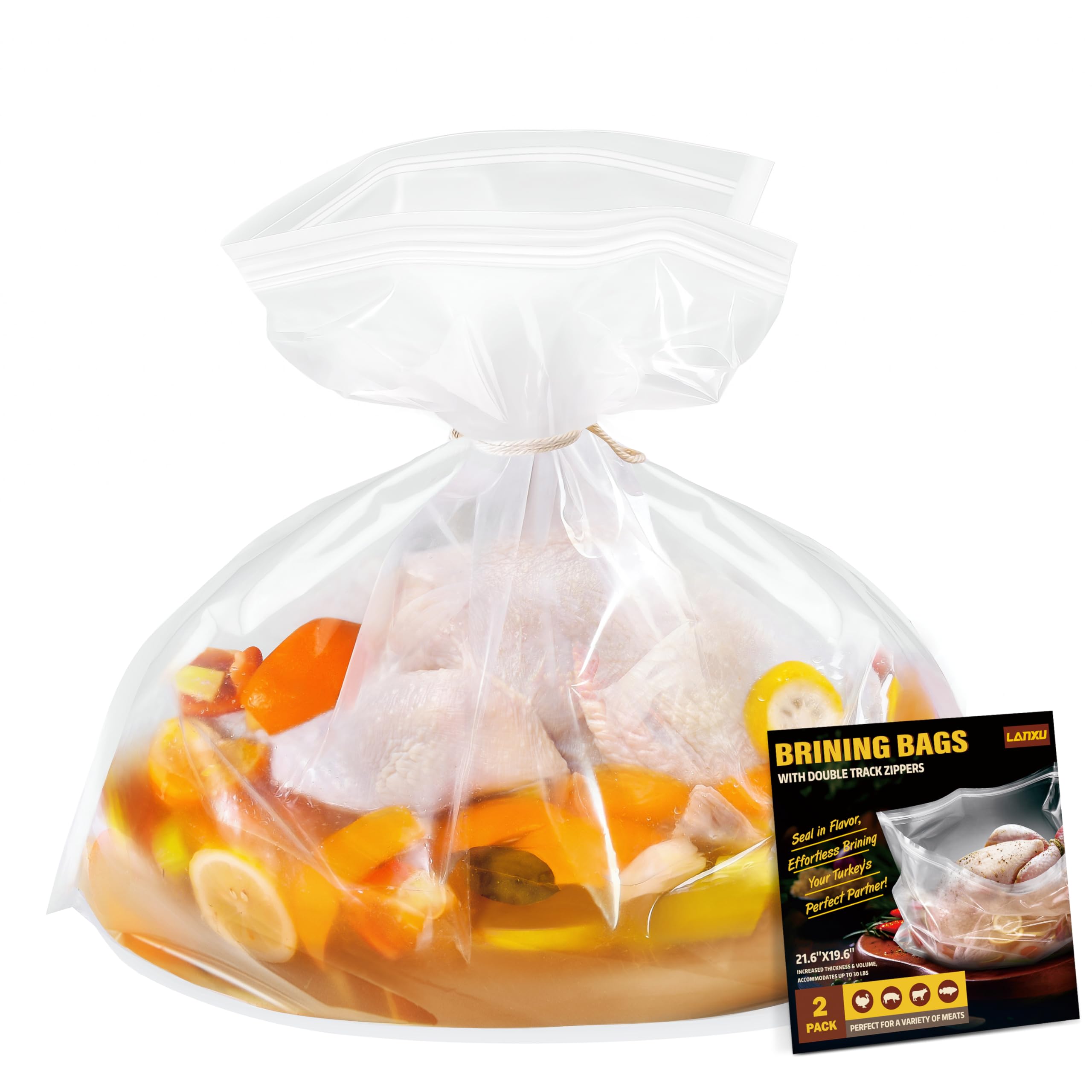 Amazon.com: Turkey Brining Bags Kit of 2 Extra Large, 21.6"×19.6 ...