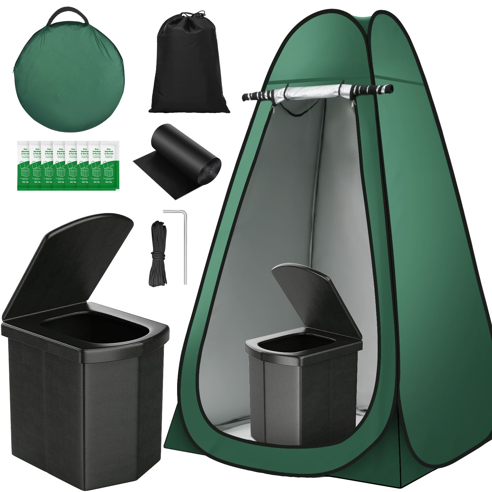 Amazon.com: Camping Bathroom Tent and Toilet, 16.5'' XL Portable Toilet ...