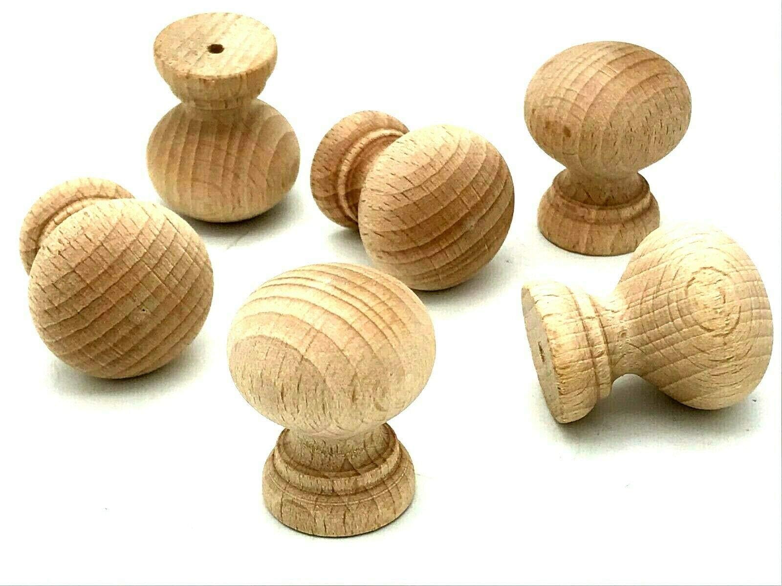 6 x Solid Beech 32mm Wood cupboard/cabinet knobs by Swish. : Amazon.co ...