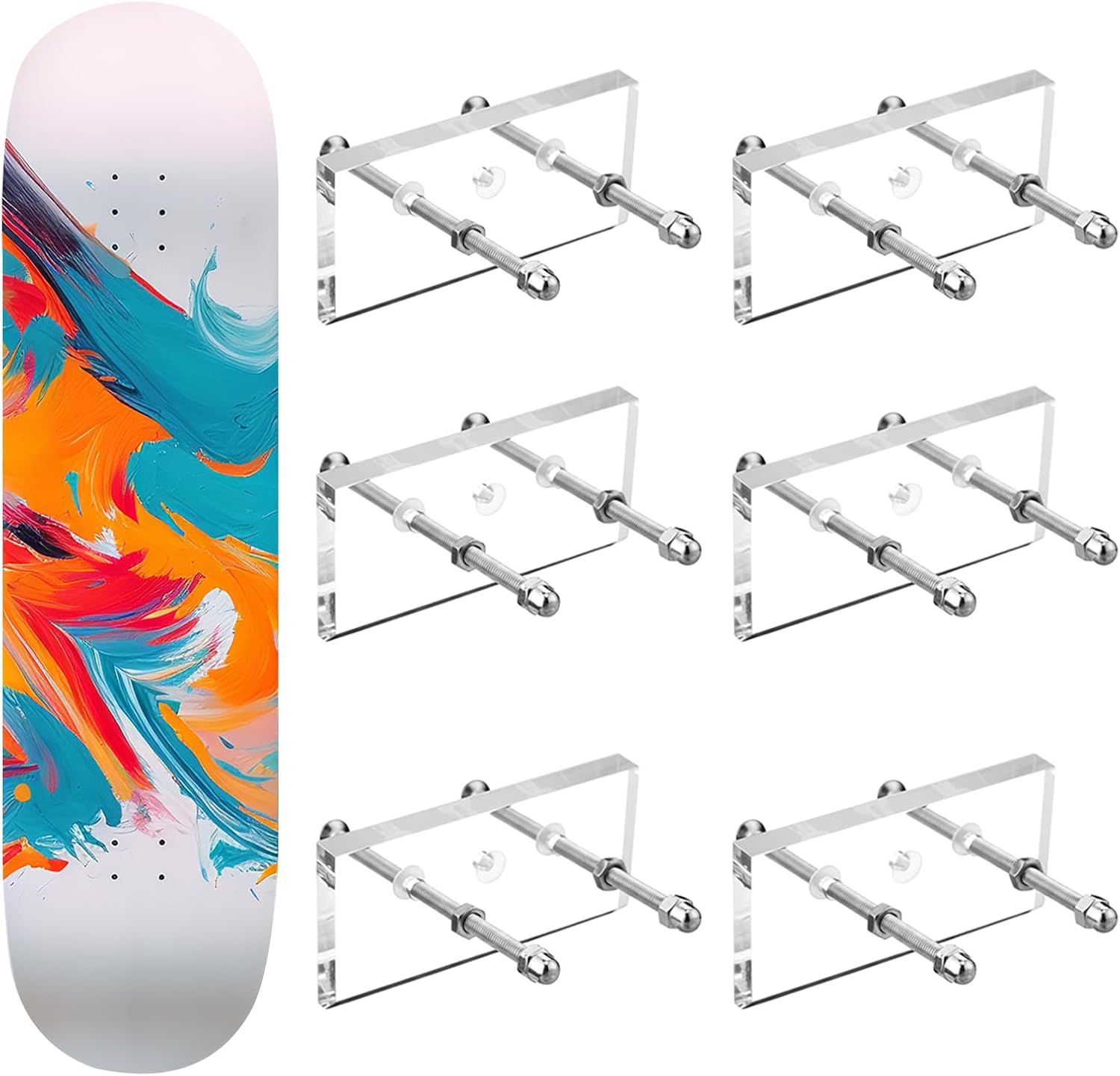 Amazon.com : Chicmount 6 Pcs Skateboard Wall Mount Clear Acrylic ...