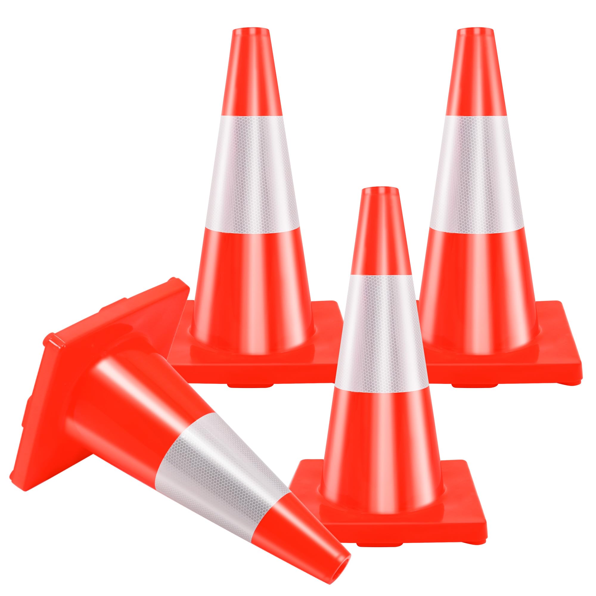 PVC Traffic Cones 4-Pack 18 Inch Traffic Cones - Heavy Duty PVC Safety ...