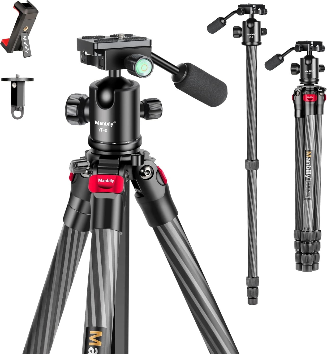 Trepied Appareil Photo Manbily 162cm 63" Trépied de Voyage Monopode ...