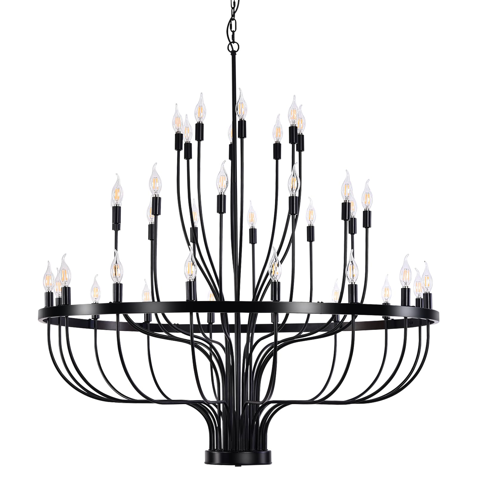 MELKZENPD Farmhouse Black Chandelier, 36-Light 48 Inch Extra Large ...