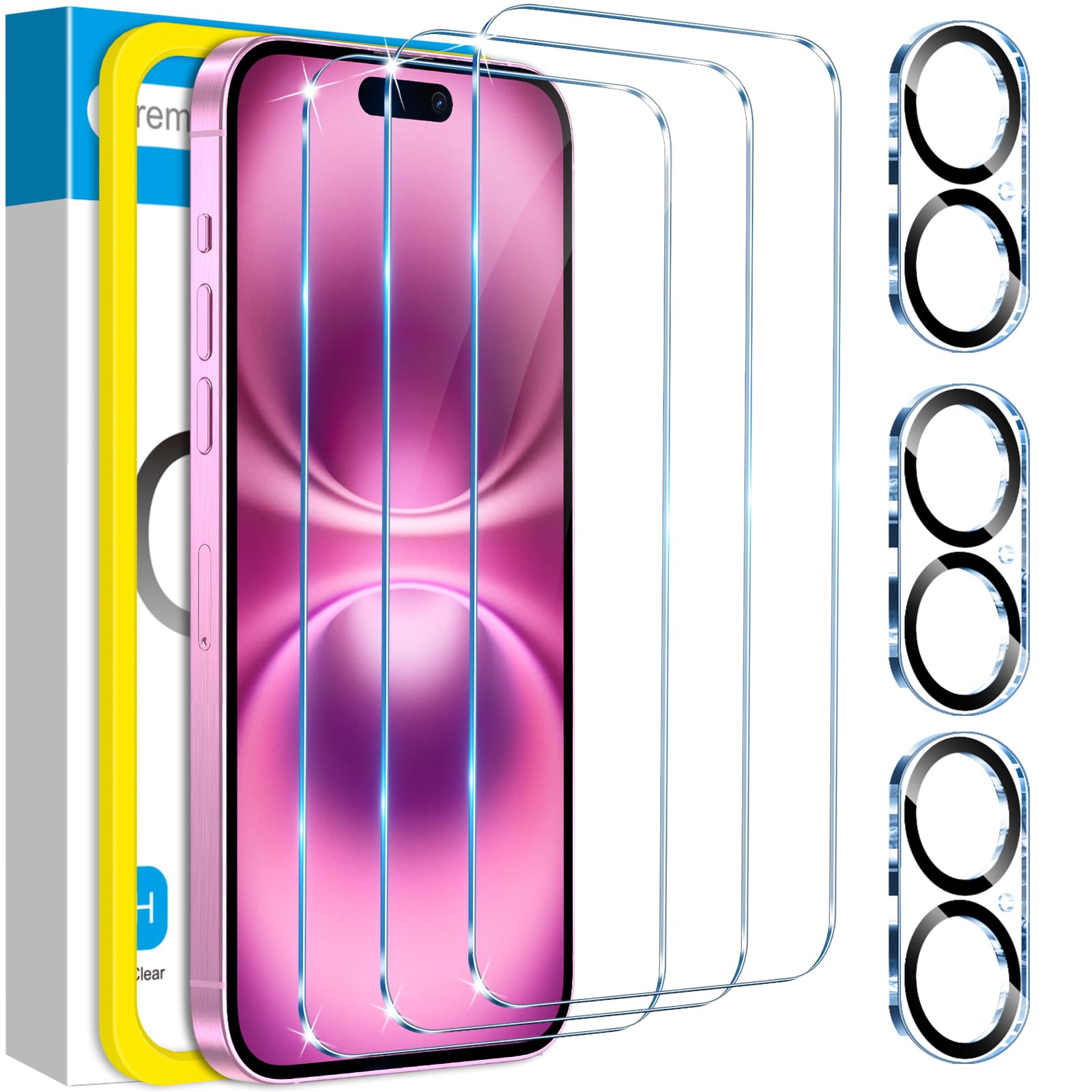 Amazon.com: Fotbor for 3Pack iPhone 16 Screen Protector with 3Pack ...