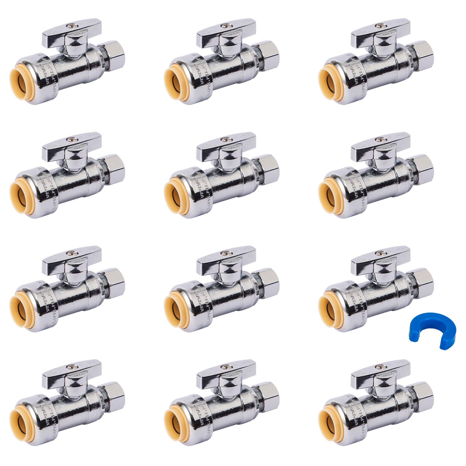 Snapklik.com : Straight Stop Valve, 12-Pack Straight Water Shut Off ...
