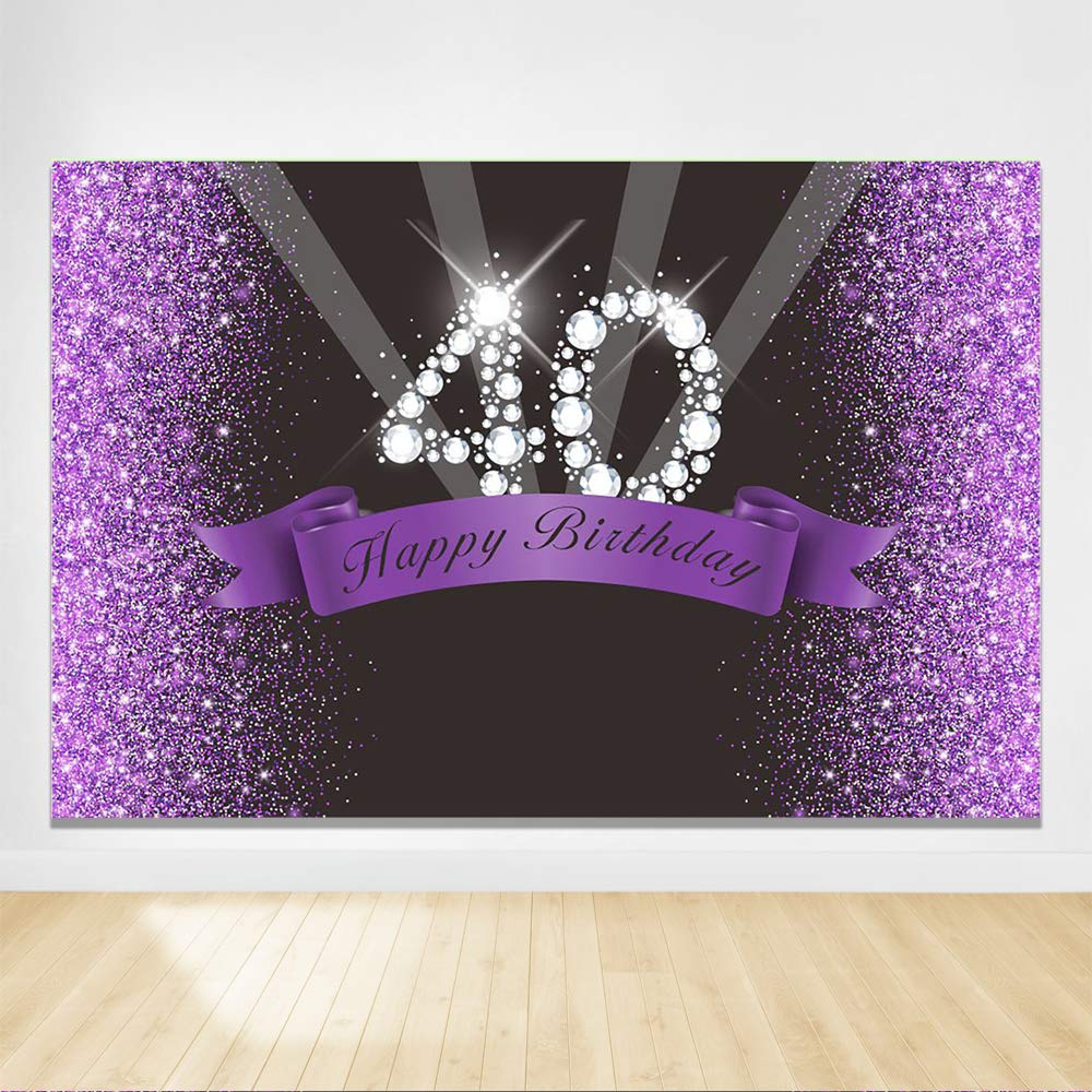 Buy Felizotos 40th Birthday Backdrop Purple Black Background 40th ...